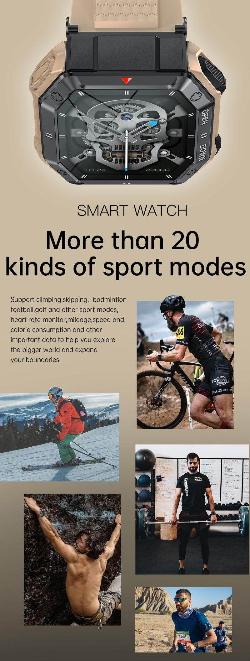 RECON GS2U Tactical Android - IOS Big Screen HD Smart Watch - Kit Bag Perth