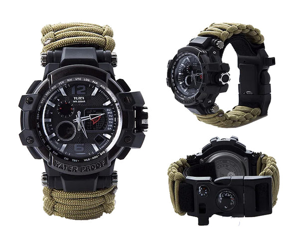 RECON GS2U 550LB Para Cord Tactical Survival Digital/Analogue Watch ...