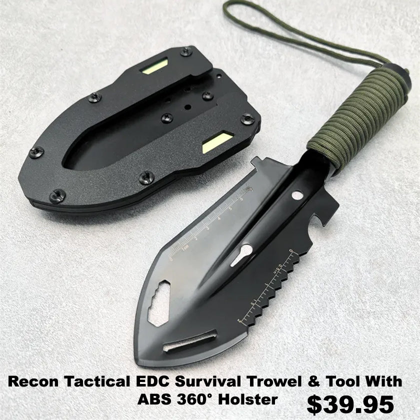 Recon Tactical EDC Survival Trowel & Tool With ABS 360° Holster - Kit ...