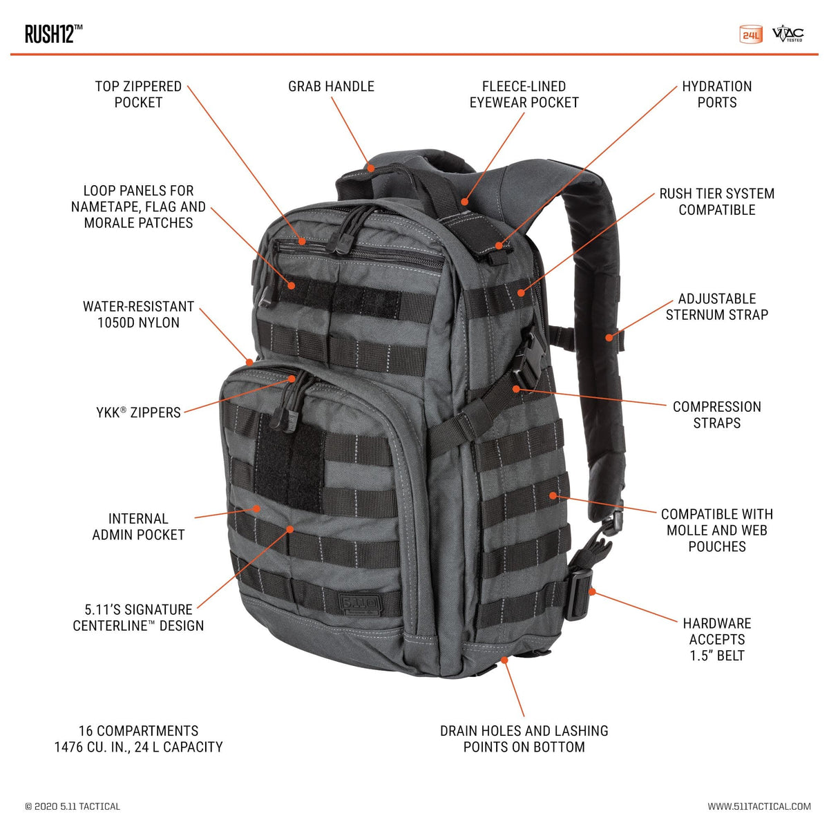5.11 RUSH 12 2.0 Back Pack- Kit Bag Perth